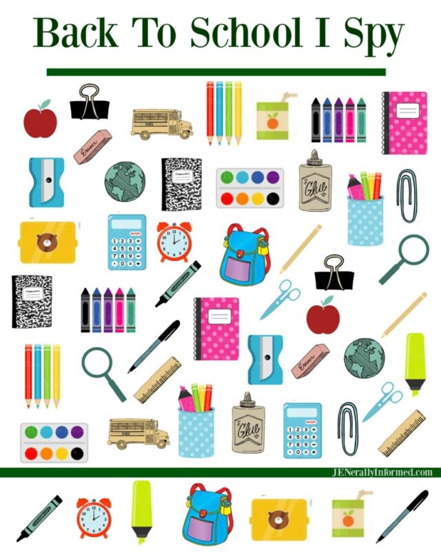 FREE Back To School I Spy Printable - Jenerally Informed